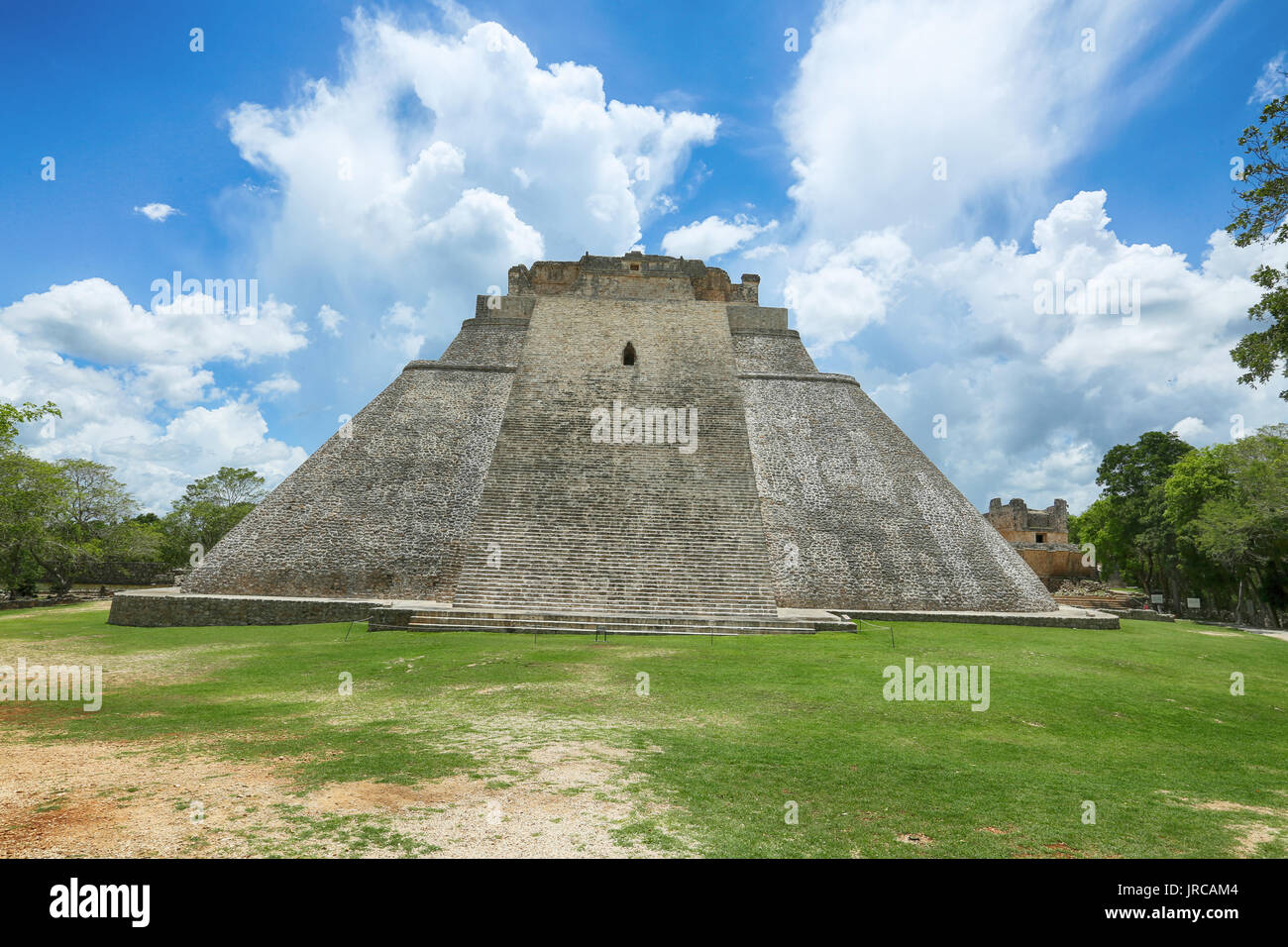 Pyramid of the Magician and The Ball Game Field, Mayan archaeological ...