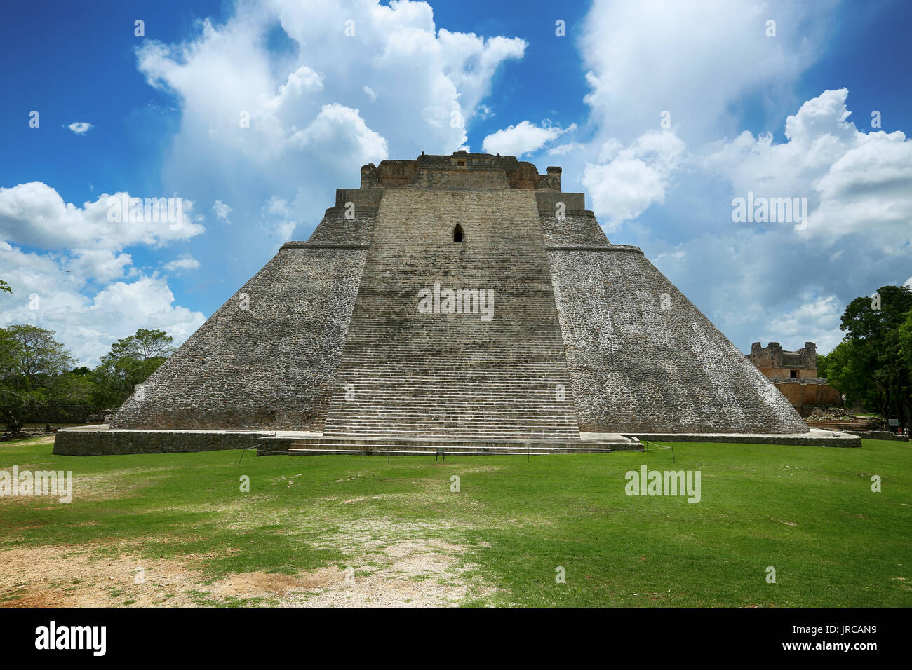 Pyramid of the Magician and The Ball Game Field, Mayan archaeological ...