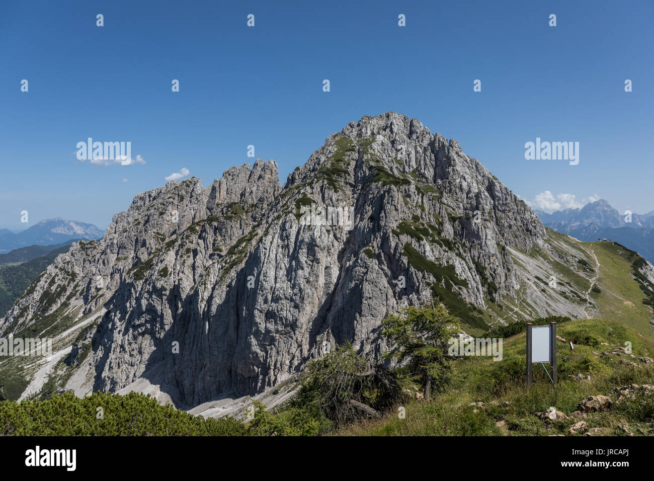 Gartnerkofel mountain (2.195 m) above the Nassfeld Pass, Carnic Alps ...