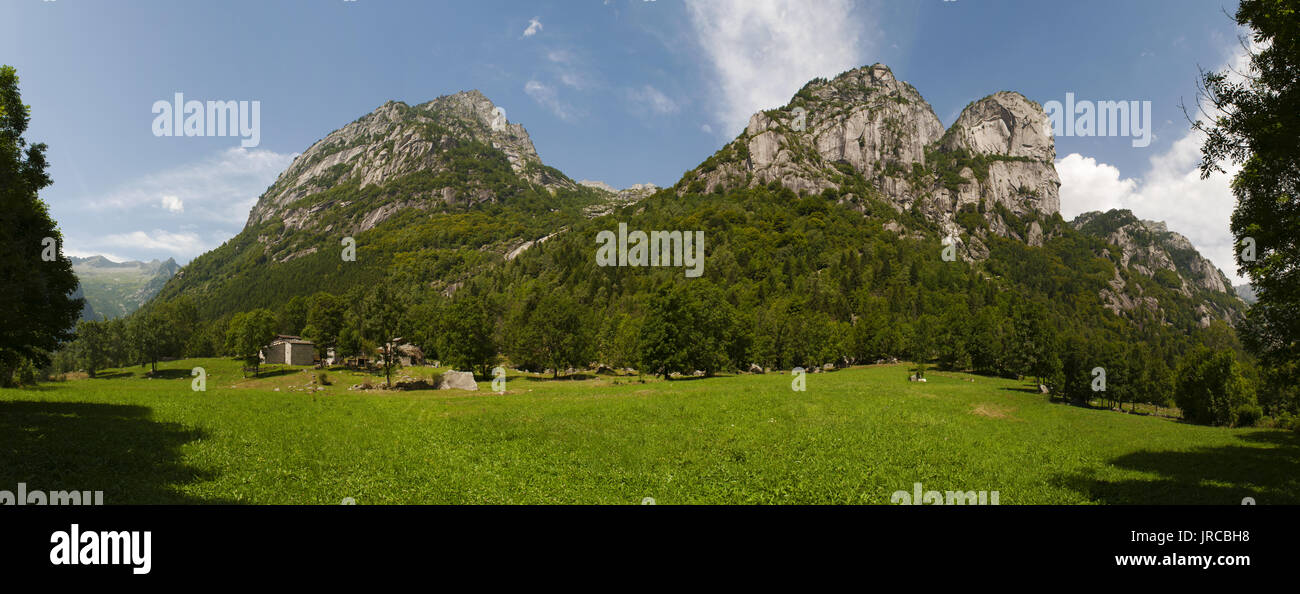 The Mello Valley, a green valley surrounded by granite mountains and ...