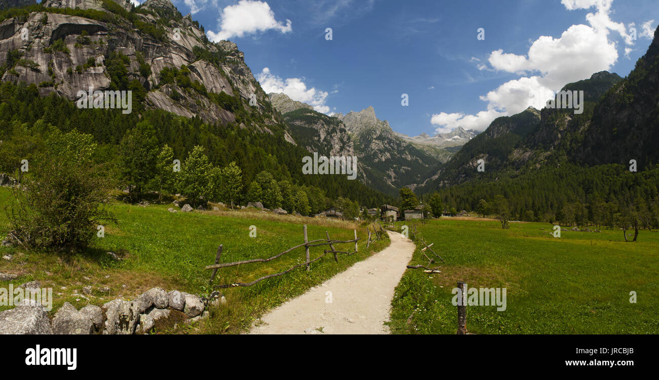 The Mello Valley, a green valley surrounded by granite mountains and ...