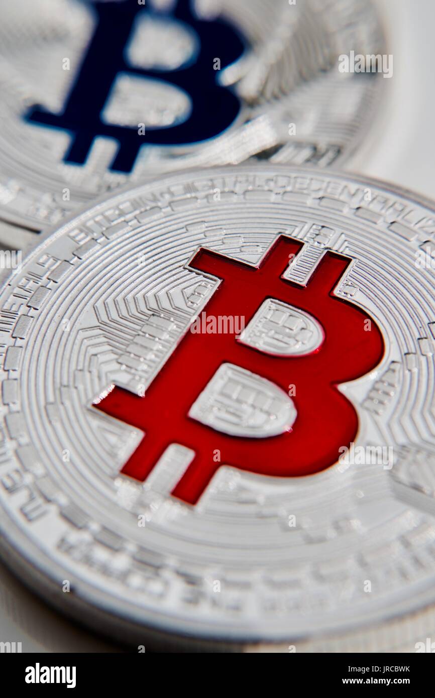 Digital currency physical metal bitcoin coin. Virtual cash concept ...