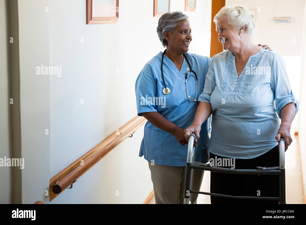 Nurse With Senior Patient Walking High Resolution Stock Photography and ...