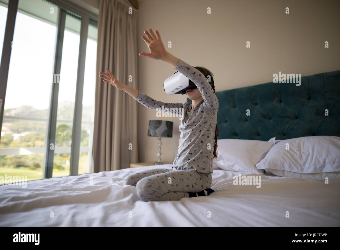 Caucasian girl using vr glasses hi-res stock photography and images - Alamy