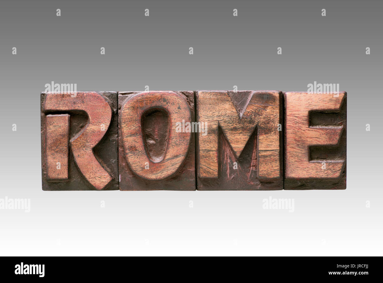 Rome word assembled from vintage wooden typography letters isolated on ...