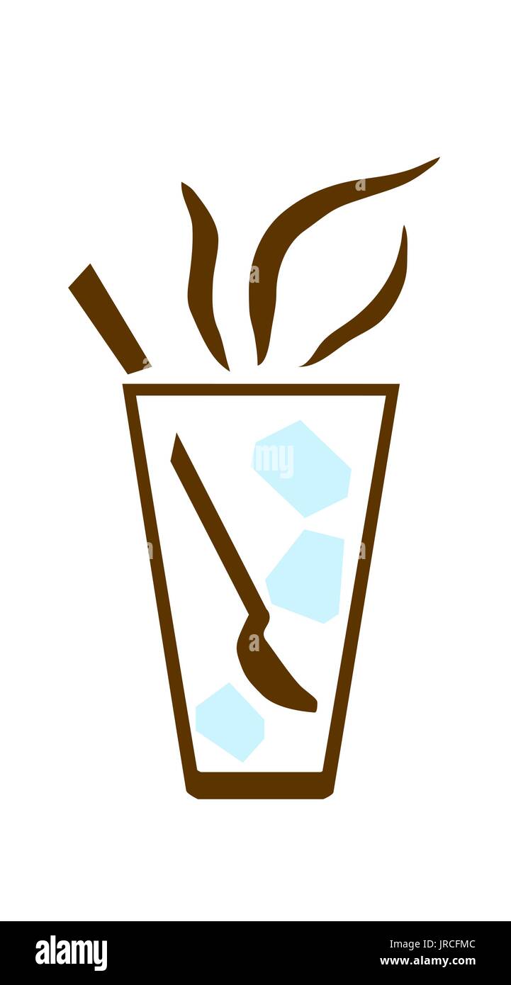 vector flat Glass with spoon and ice icon Stock Vector Image & Art - Alamy