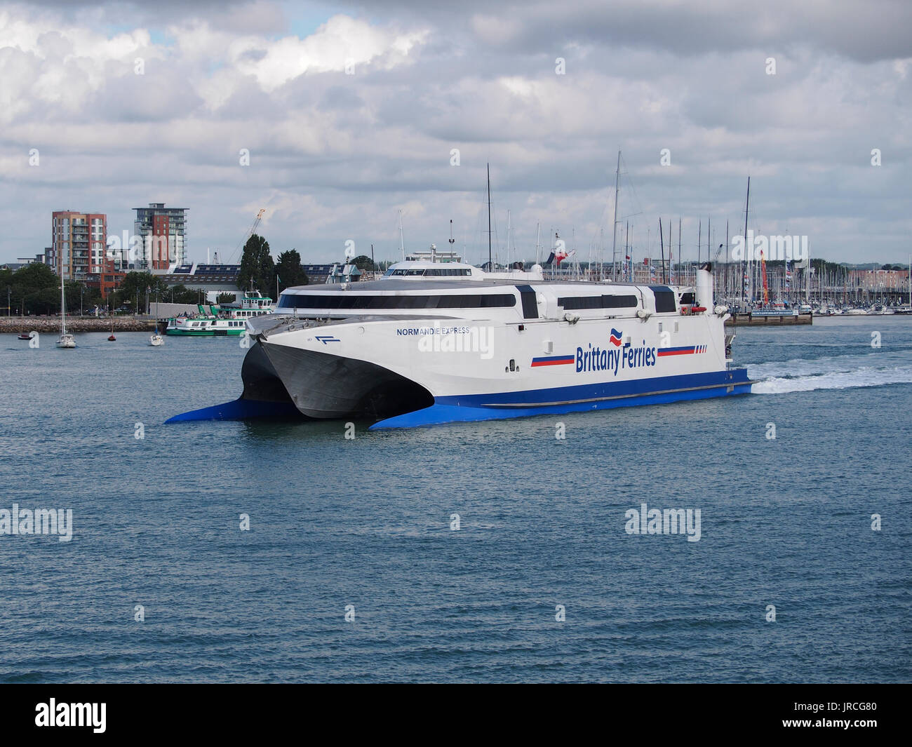 The Brittany Ferries catamaran Normandie Express leaves Portsmouth ...