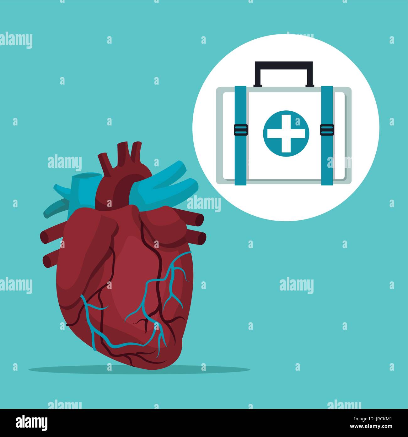 color background with heart organ with icons frame of silhouette first ...
