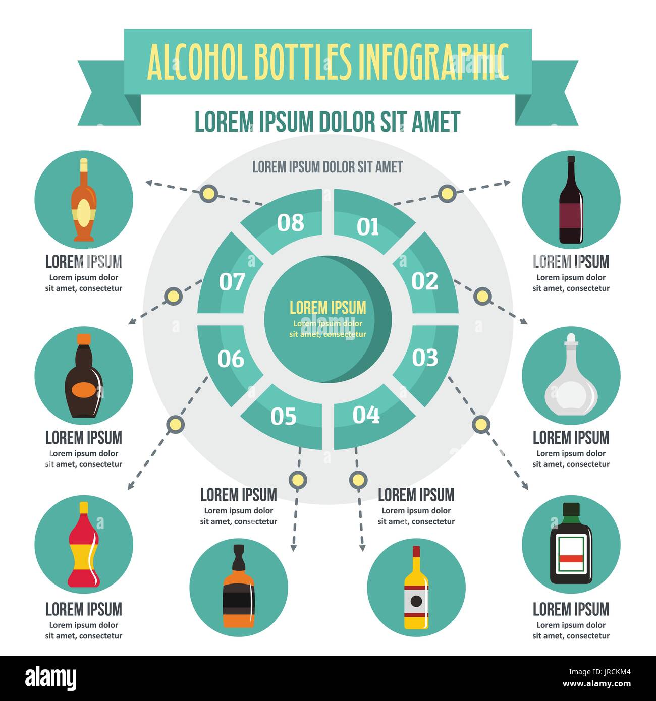 Alcohol bottles infographic concept, flat style Stock Vector Image ...
