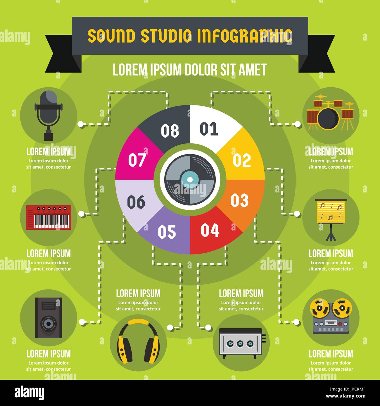 Sound studio infographic concept, flat style Stock Vector Image & Art ...