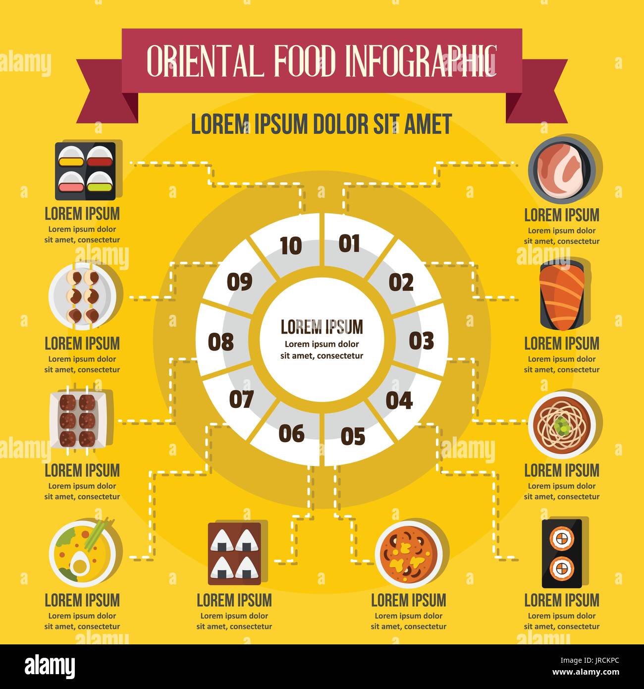 Oriental food infographic concept, flat style Stock Vector Image & Art ...