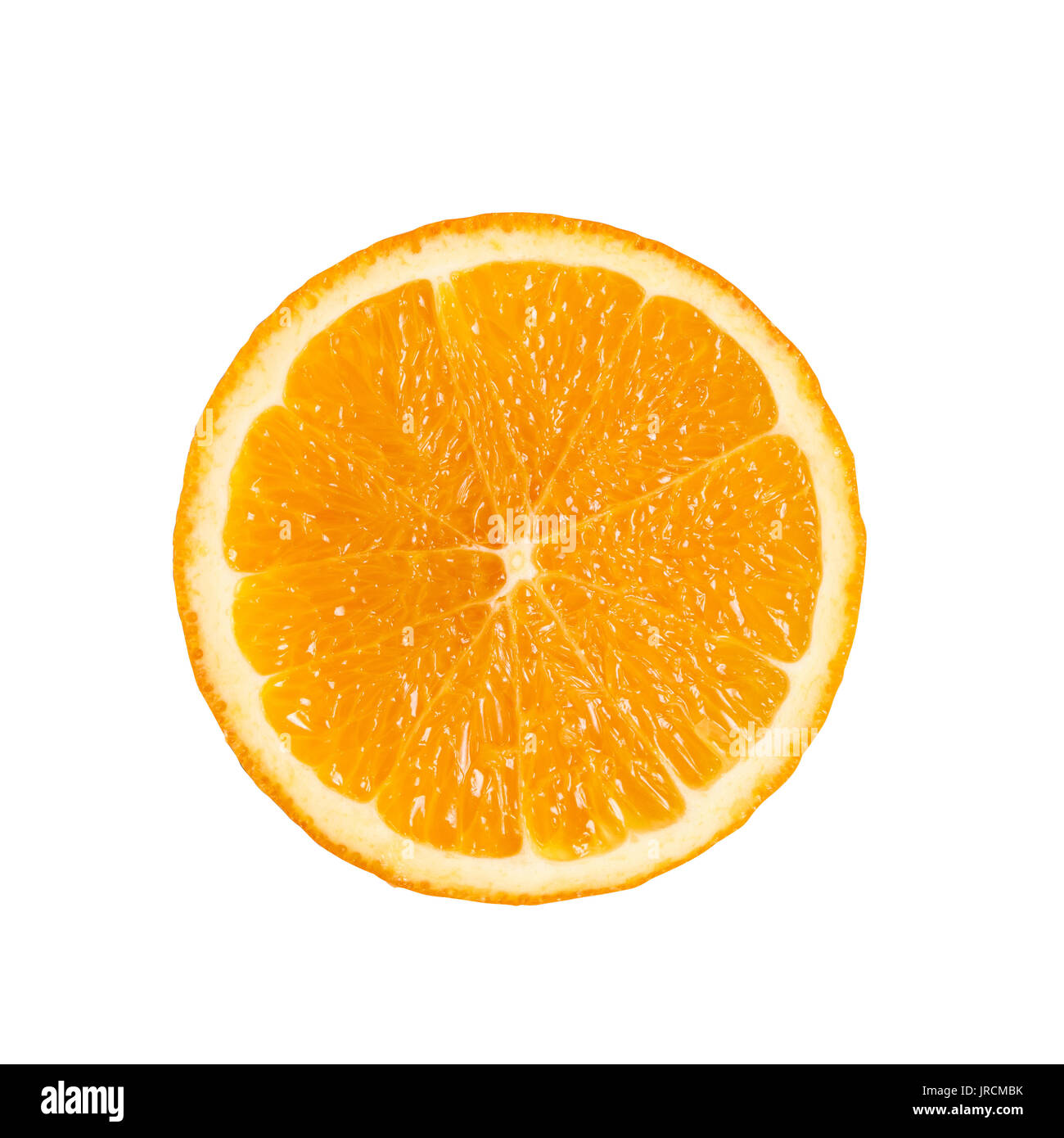 Slide circle cut of ripe fresh Orange fruit isolated on the white ...