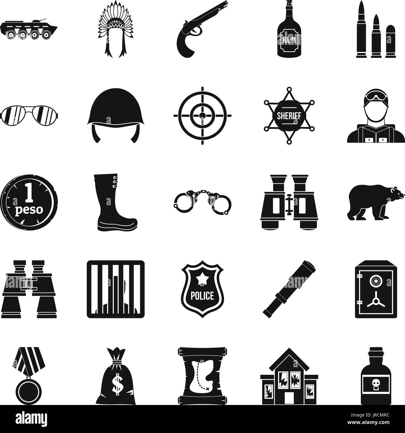 Shot icons set, simple style Stock Vector Image & Art - Alamy