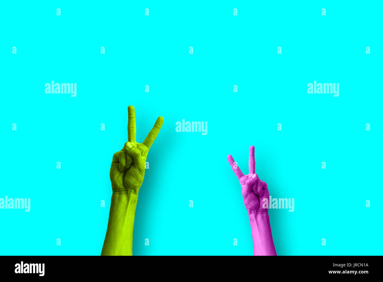 two hands doing the peace sign in a colorful pop art effect Stock Photo ...