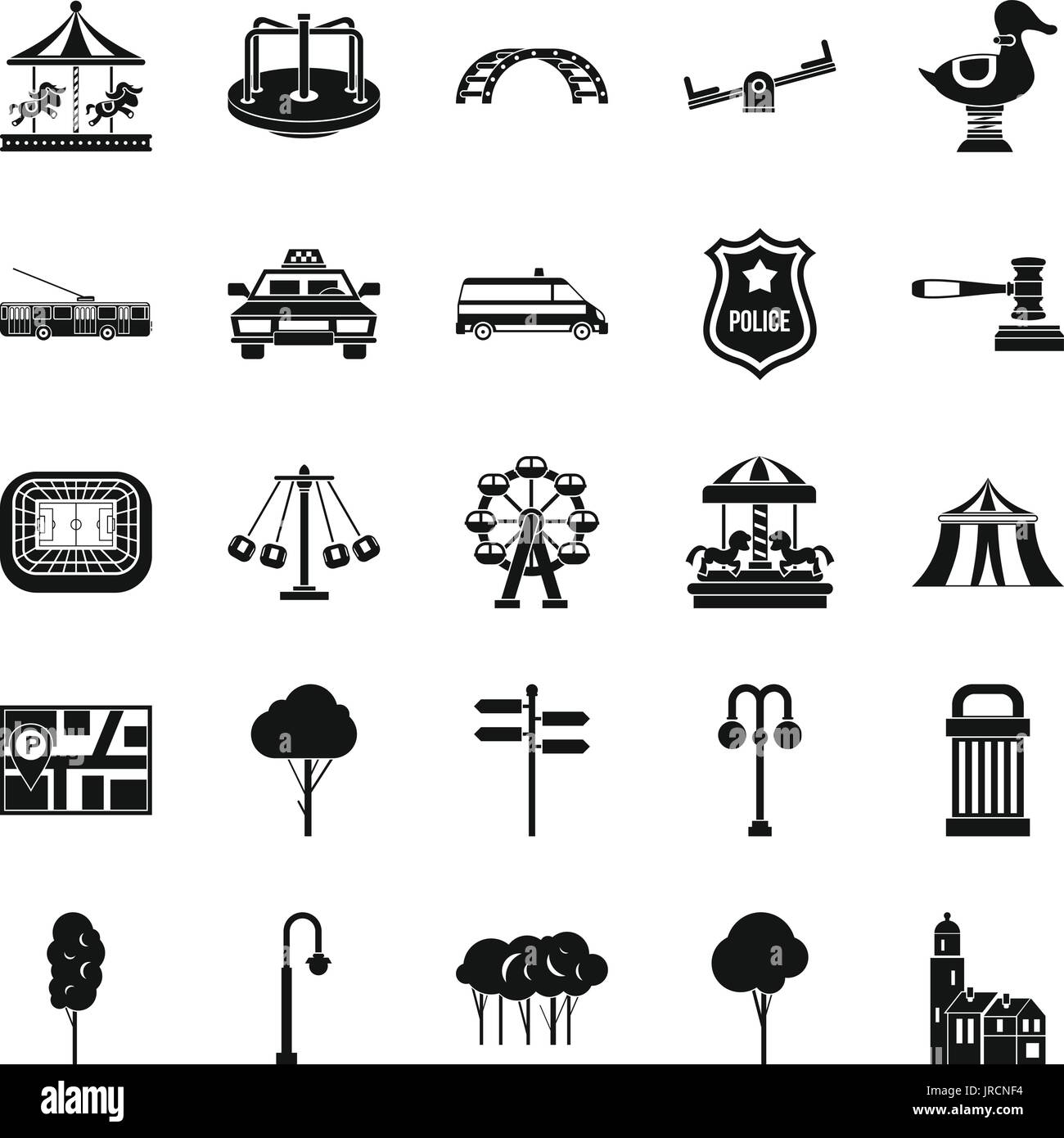 Urban recreation park icons set, simple style Stock Vector Image & Art ...