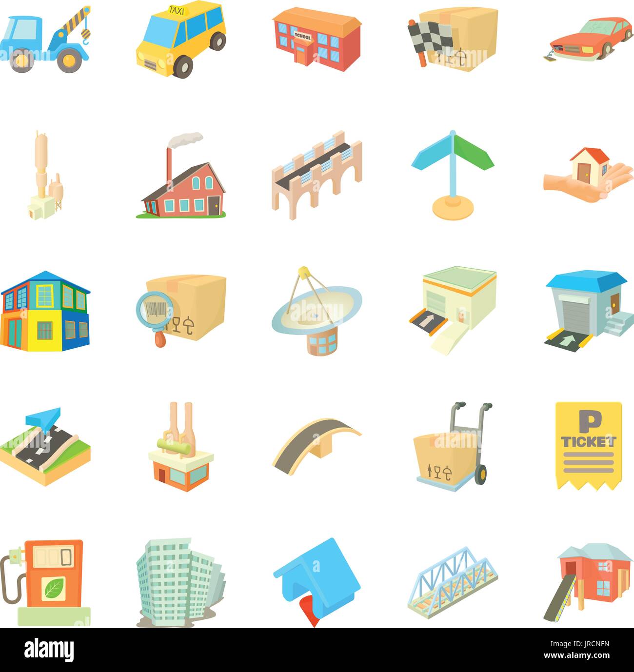 Urban elements icons set, cartoon style Stock Vector Image & Art - Alamy