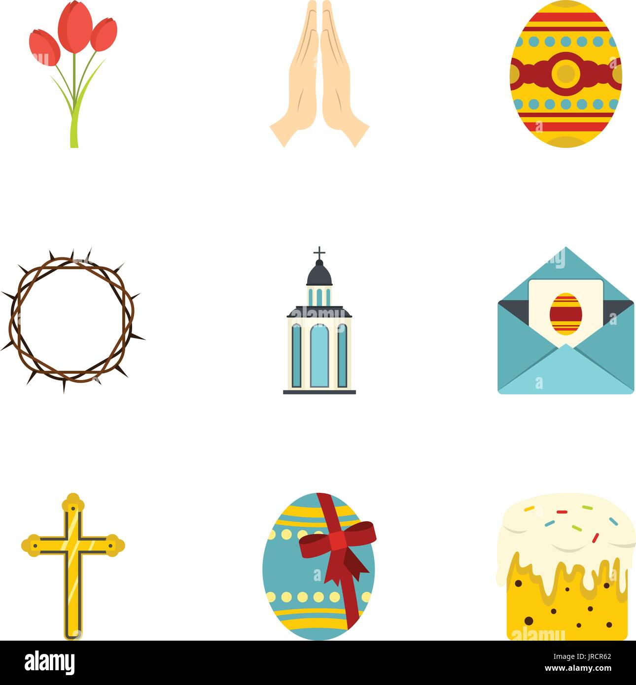 Easter icon set, flat style Stock Vector Image & Art - Alamy