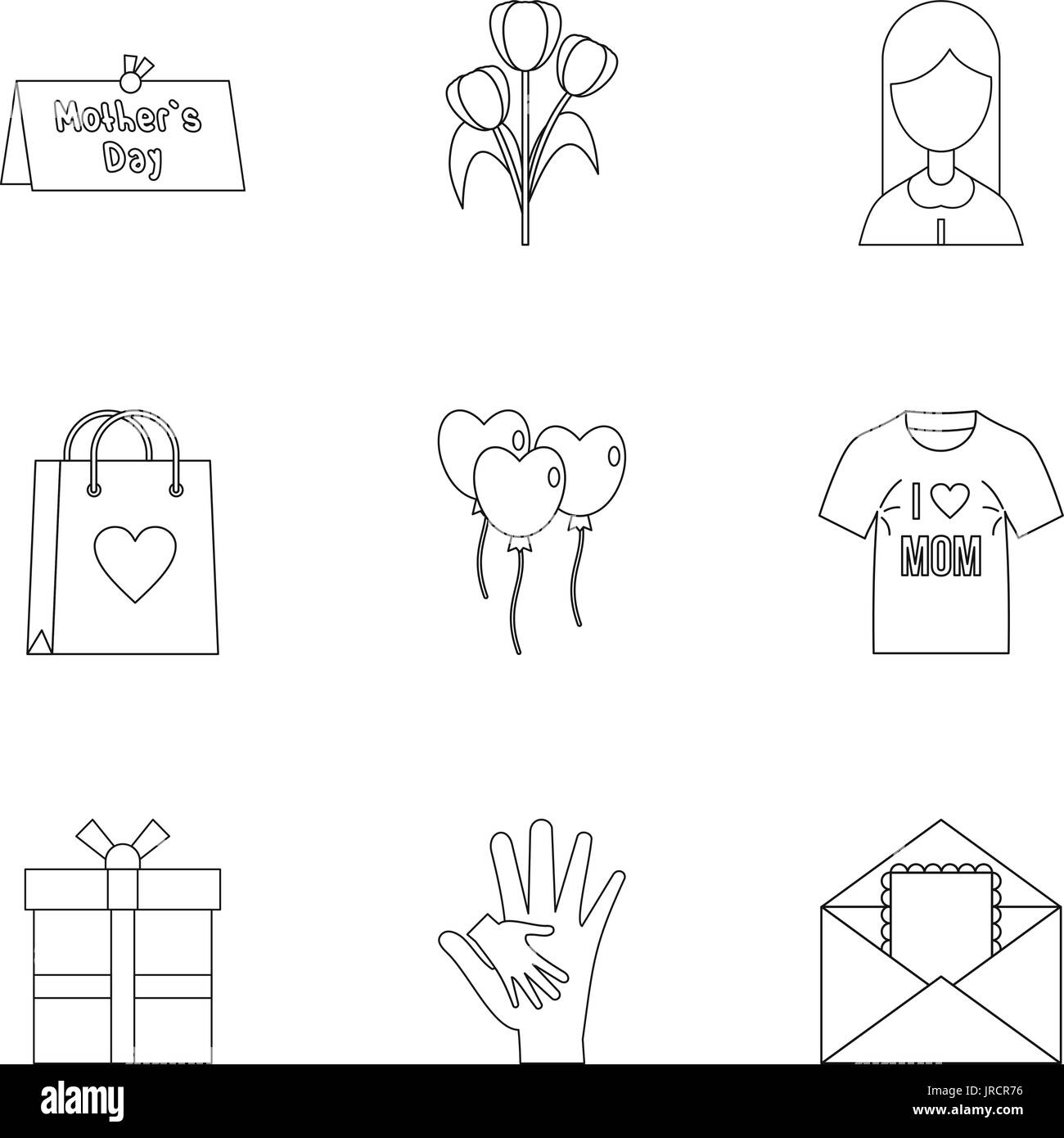 Happy mama day icon set, outline style Stock Vector Image & Art - Alamy