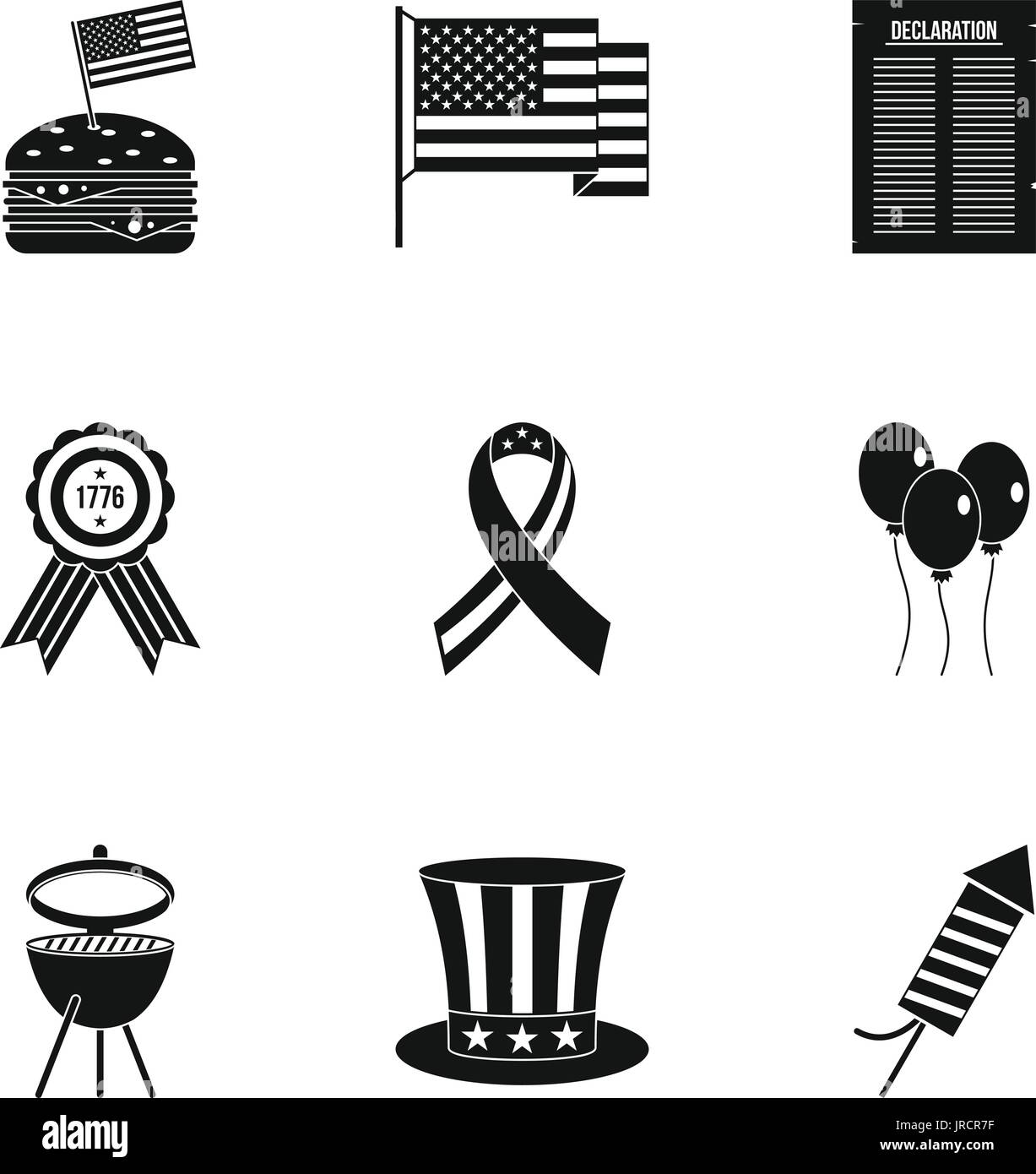 American independence day icon set, simple style Stock Vector Image ...