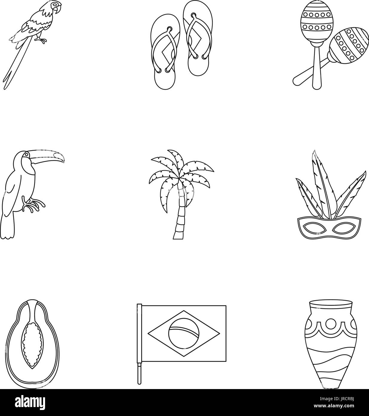 Symbols of Brasil icon set, outline style Stock Vector Image & Art - Alamy