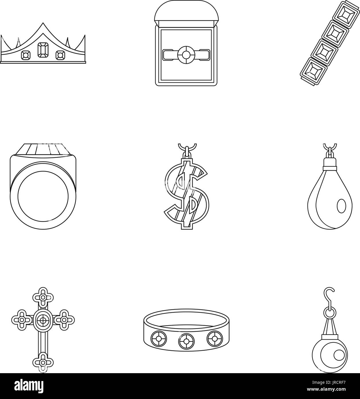 Jewelry collection icon set, outline style Stock Vector Image & Art - Alamy