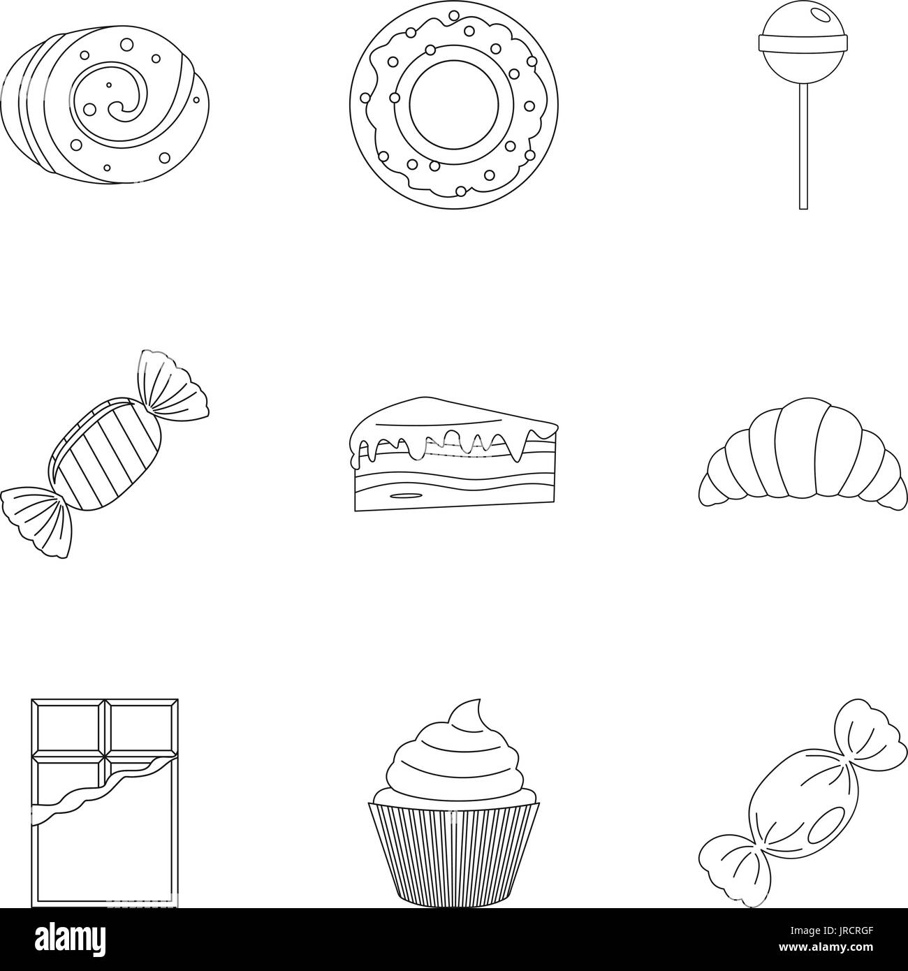 Sweet desserts icon set, outline style Stock Vector Image & Art - Alamy