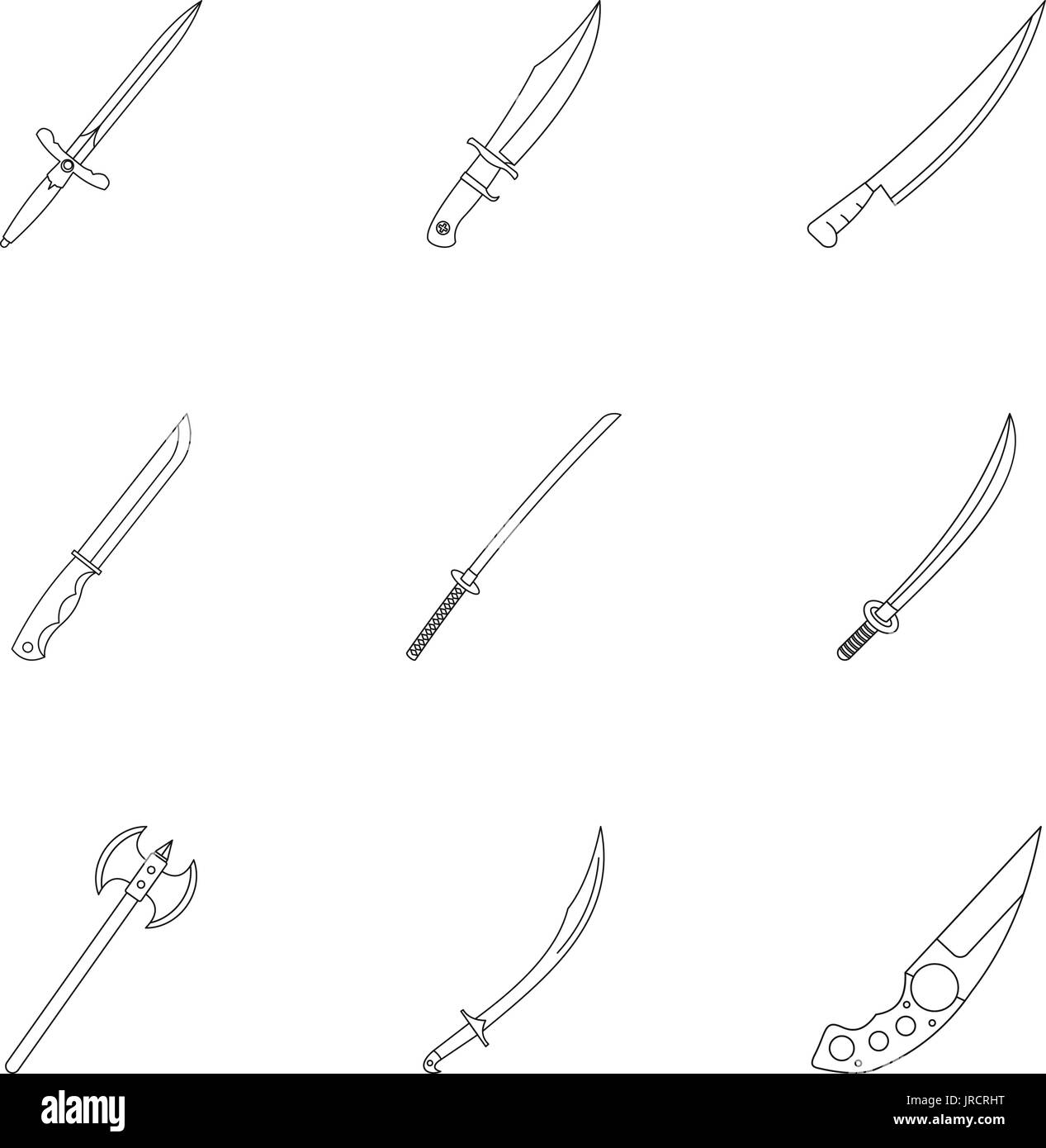 Bladed weapon icon set, outline style Stock Vector Image & Art - Alamy