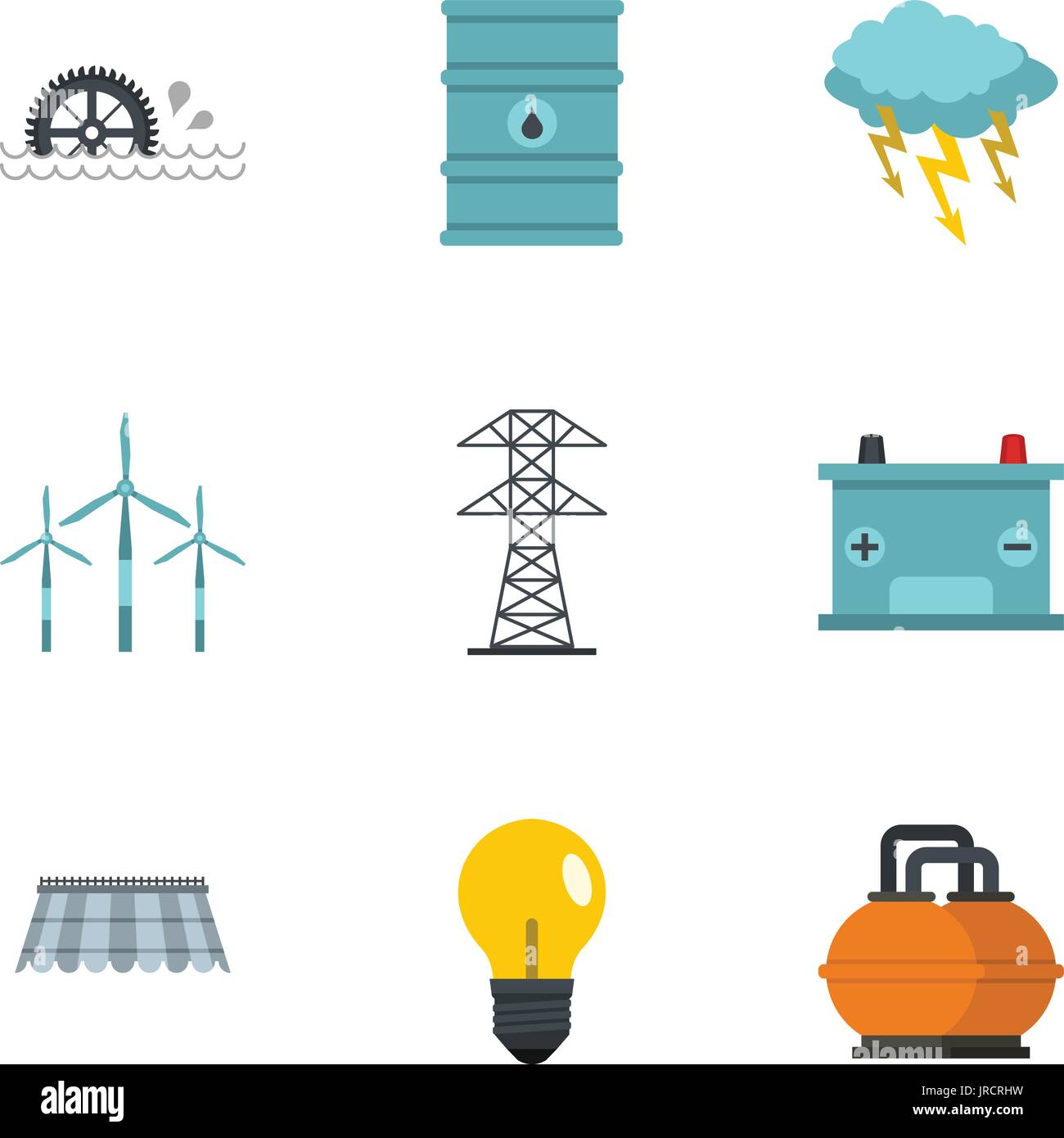 Energy sources icon set, flat style Stock Vector Image & Art - Alamy