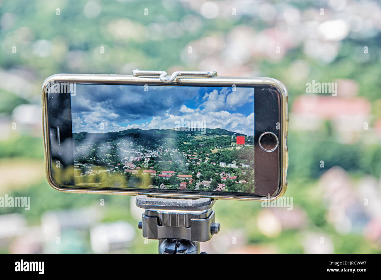 Smart phone mobile photography of old mining town Banska Stiavnica in ...