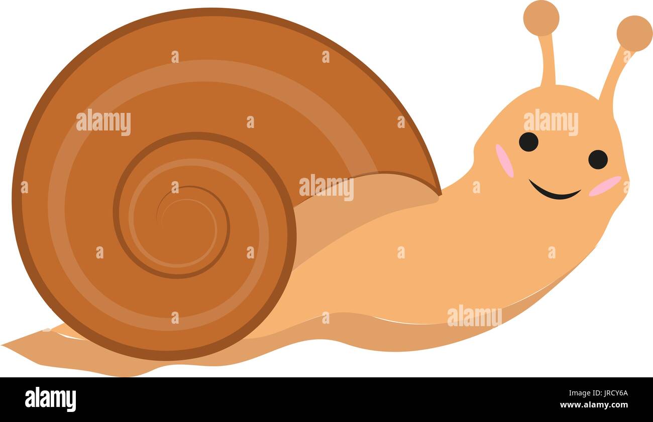 Cute snail icon flat or cartoon style. Isolated on white background ...