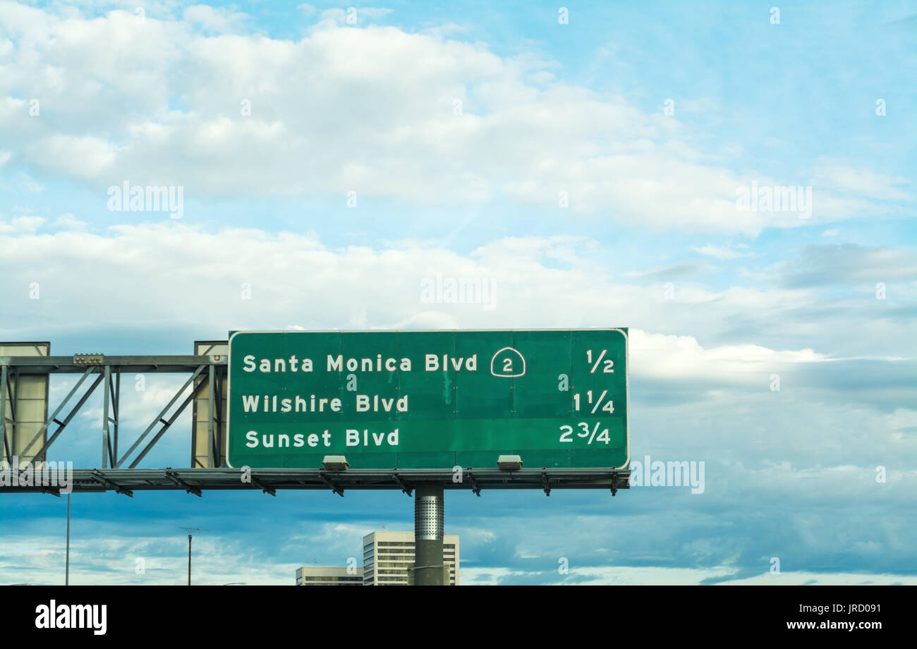 Santa Monica boulevard sign in a Los Angeles freeway, California Stock ...