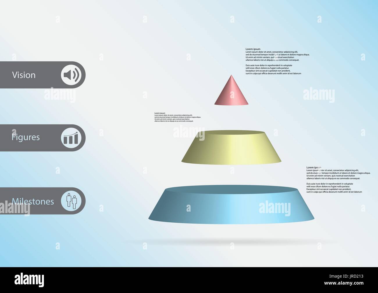3D illustration infographic template with motif of cone triangle ...