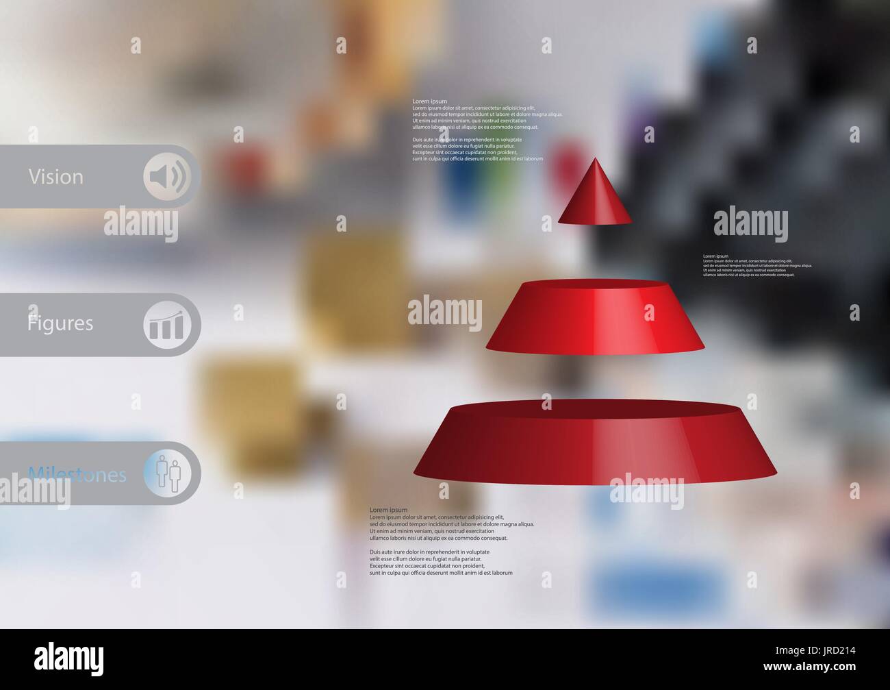 3D illustration infographic template with motif of cone triangle ...