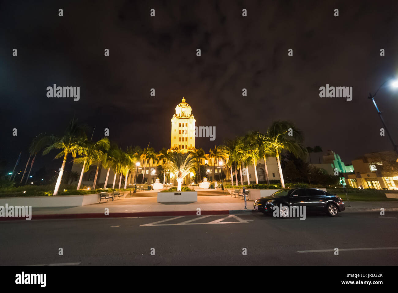 Beverly Hills city hall by night, California Stock Photo - Alamy