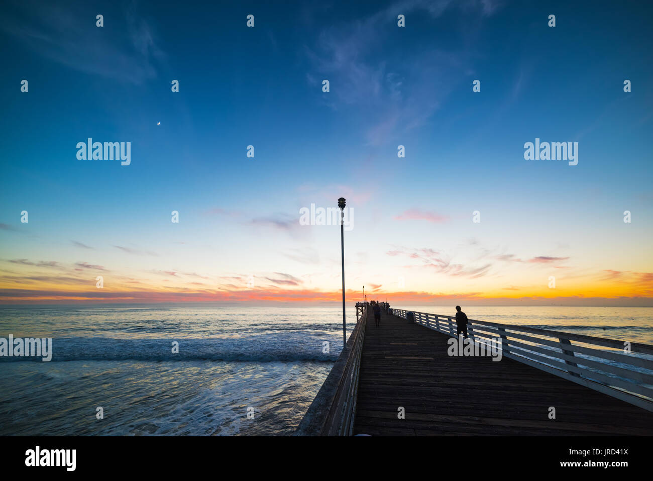 colorful sunset over Crystal Pier in Pacific beach, San Diego Stock ...