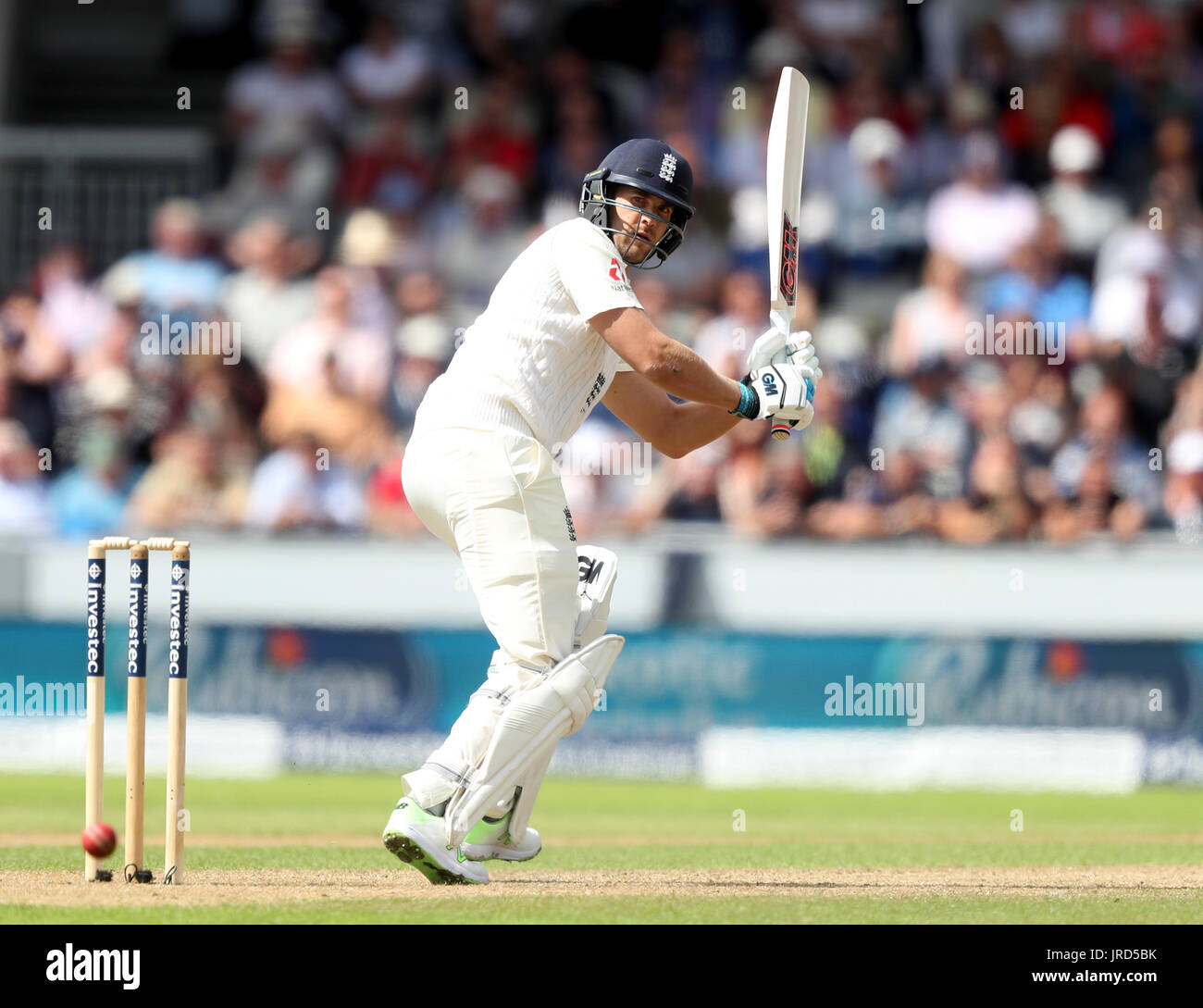 England's Dawid Malan bats during the Fourth Investec Test at Emirates ...