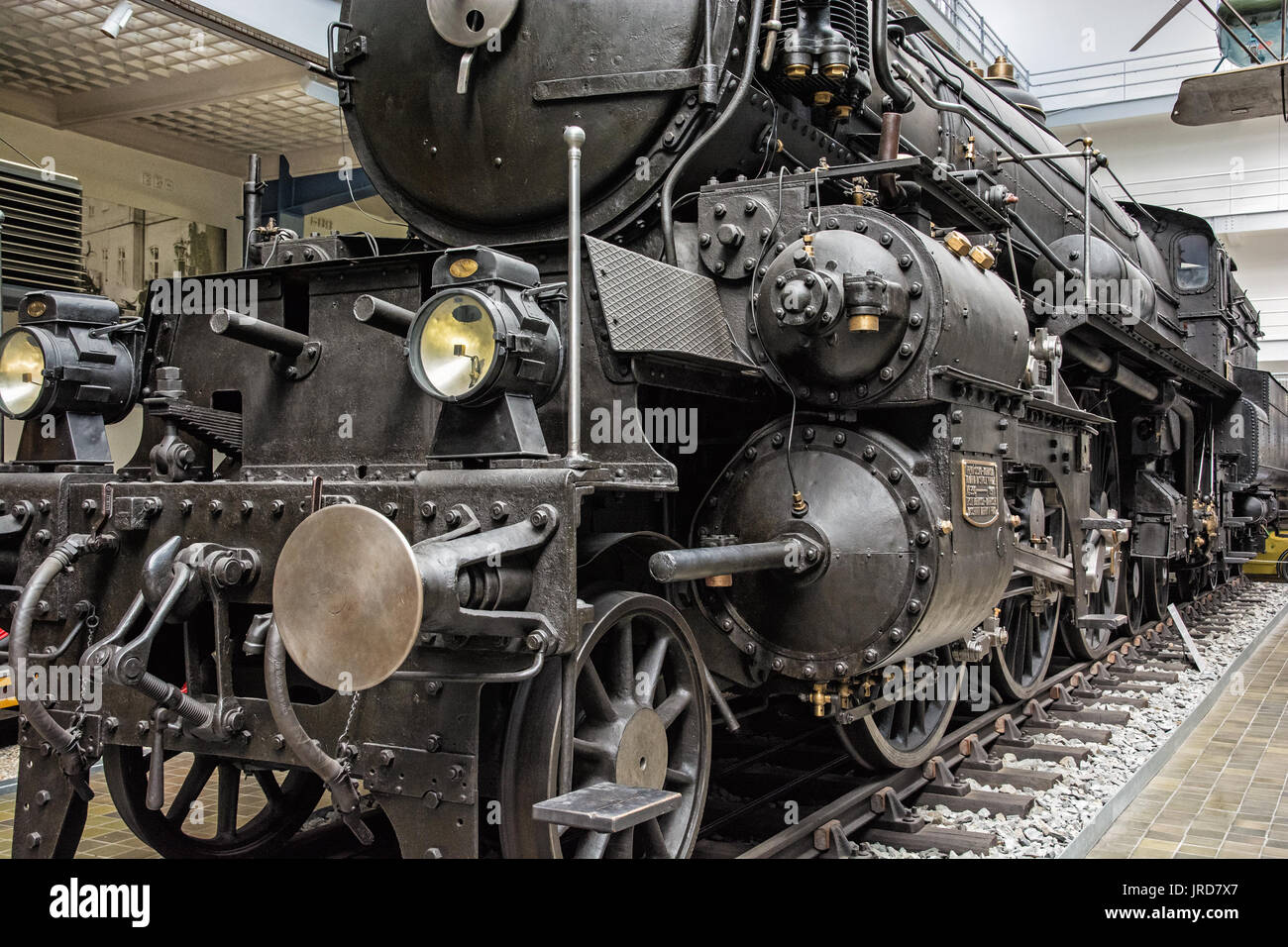 Steam locomotive in national technical museum in Prague, Czech Republic ...