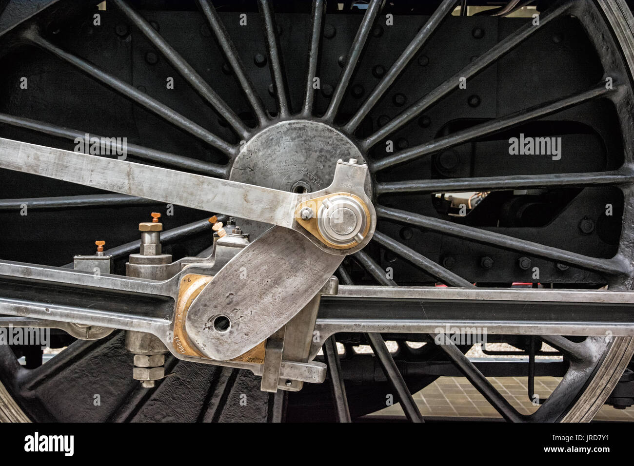 Detail of steam locomotive wheel. Old train scene Stock Photo - Alamy