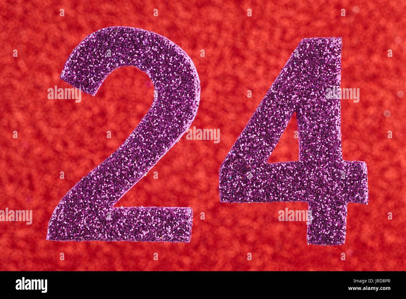 Number twenty-four purple color over a red background. Anniversary ...