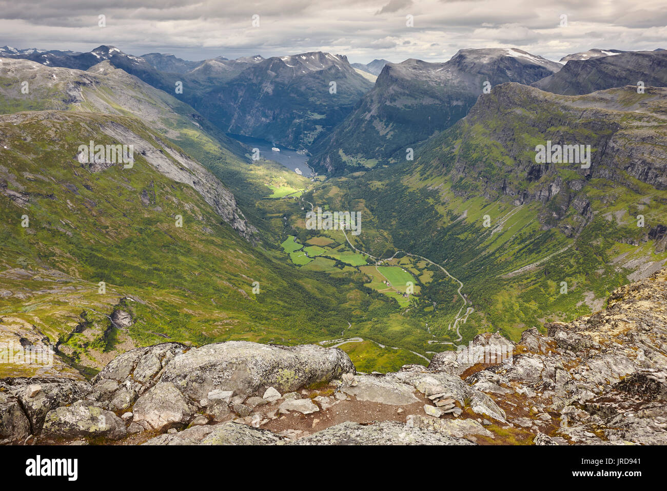 Norwegian rocky mountain landscape. Geiranger. Norway highlight ...
