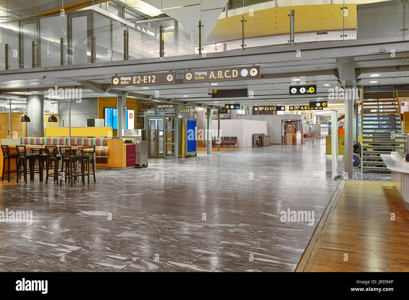 International airport interior terminal. Departure area. Gates hall ...