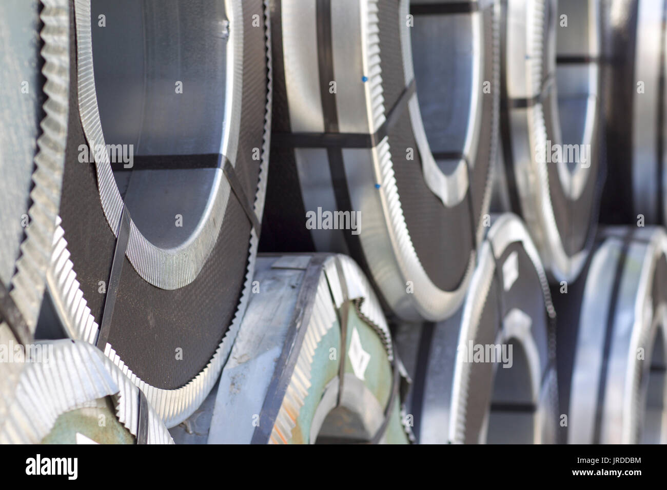 Rolls of cold-rolled galvanized steel with polymer coating in stock ...