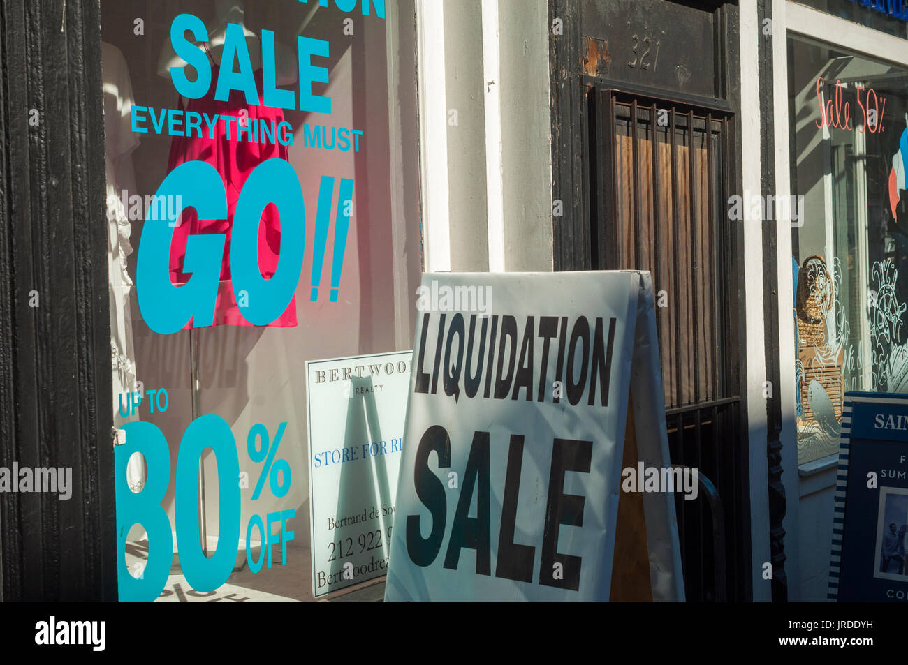 A liquidation sale is advertised in New York on Sunday, July 30, 2017 ...