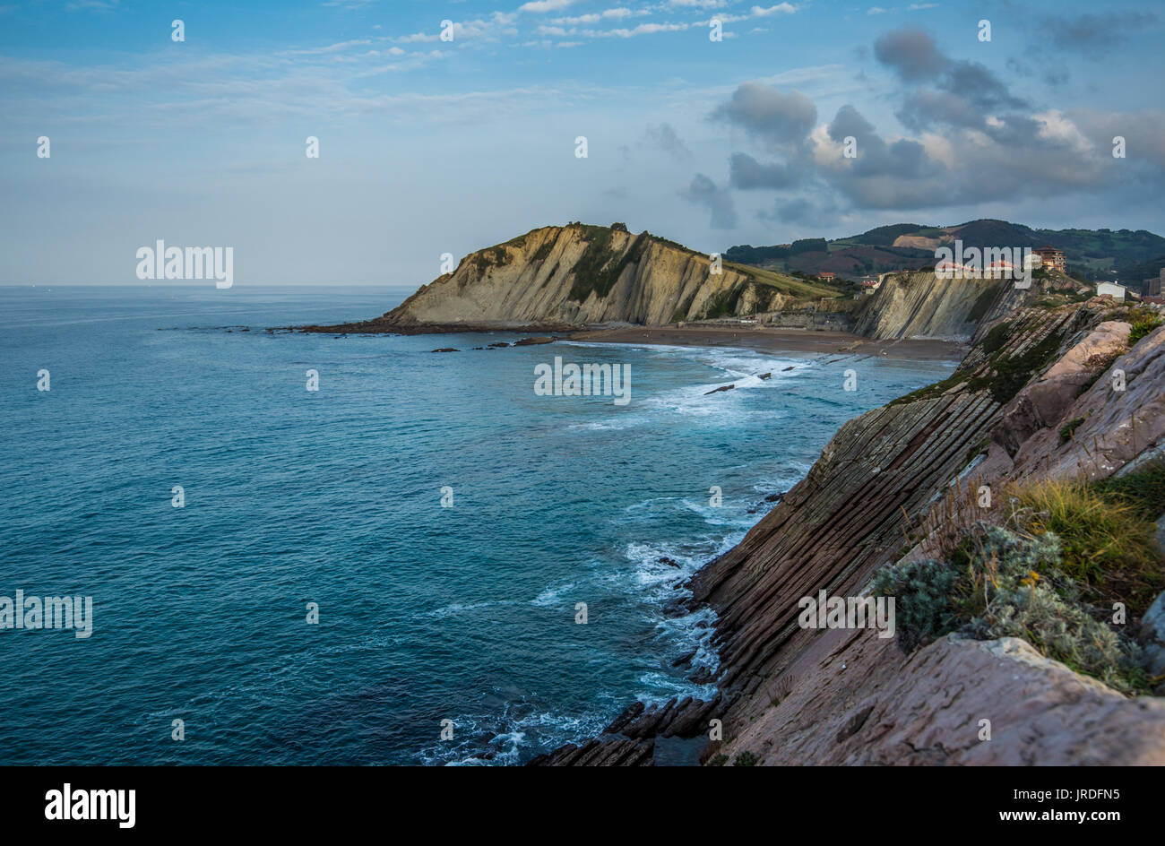 Zumaia flysch coast at sunset, Basque Country Stock Photo - Alamy