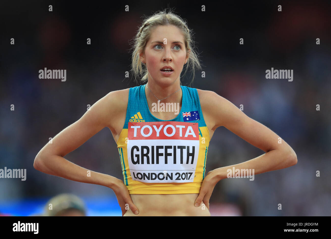 Australia's Georgia Griffith reacts after the Women's 1500m heat three ...