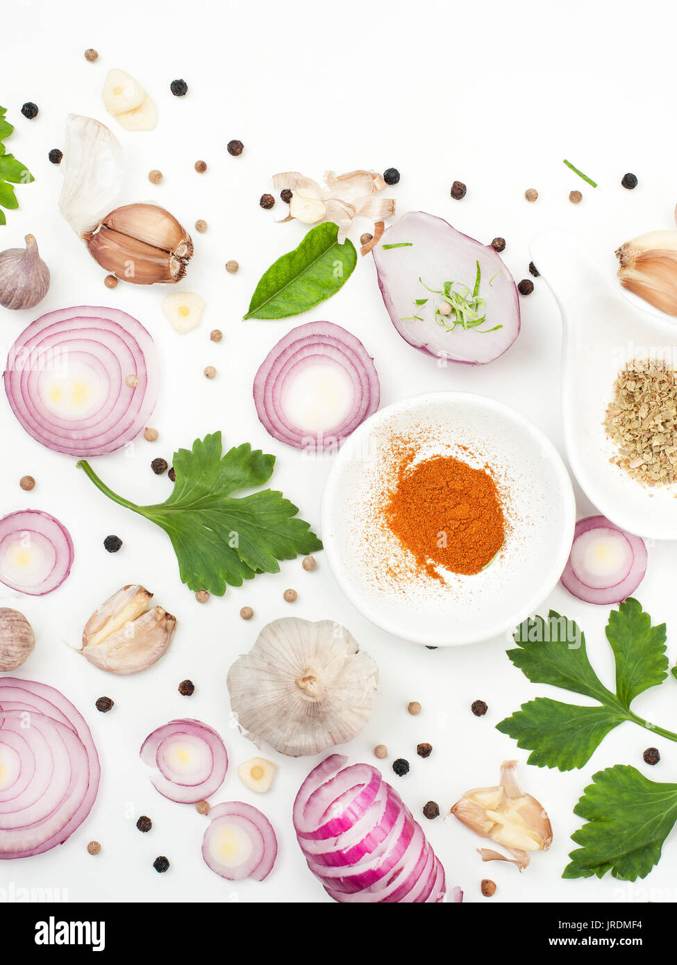 colorful spices asian food on white background Stock Photo - Alamy