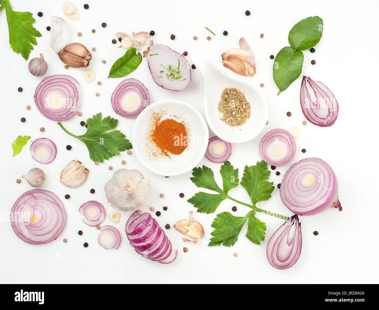 colorful spices asian food on white background Stock Photo - Alamy