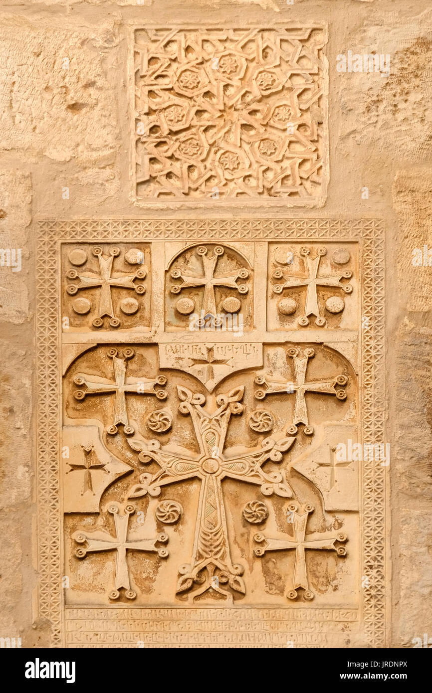 Carved stone khatchkar outside Church of St James a 12th-century ...