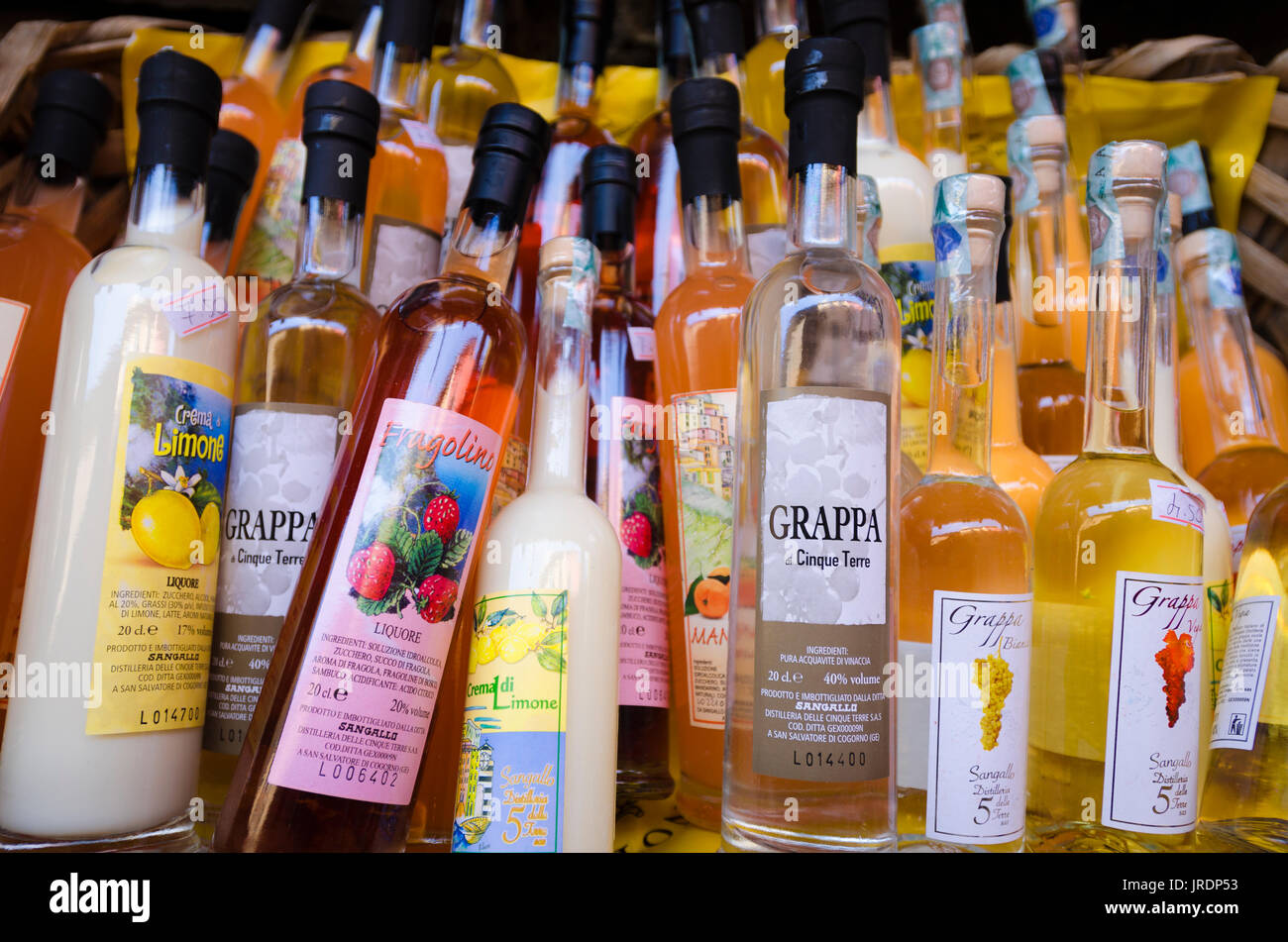 Italian liqueur and grappa, Corniglia, Cinque Terre, Liguria, Italy ...