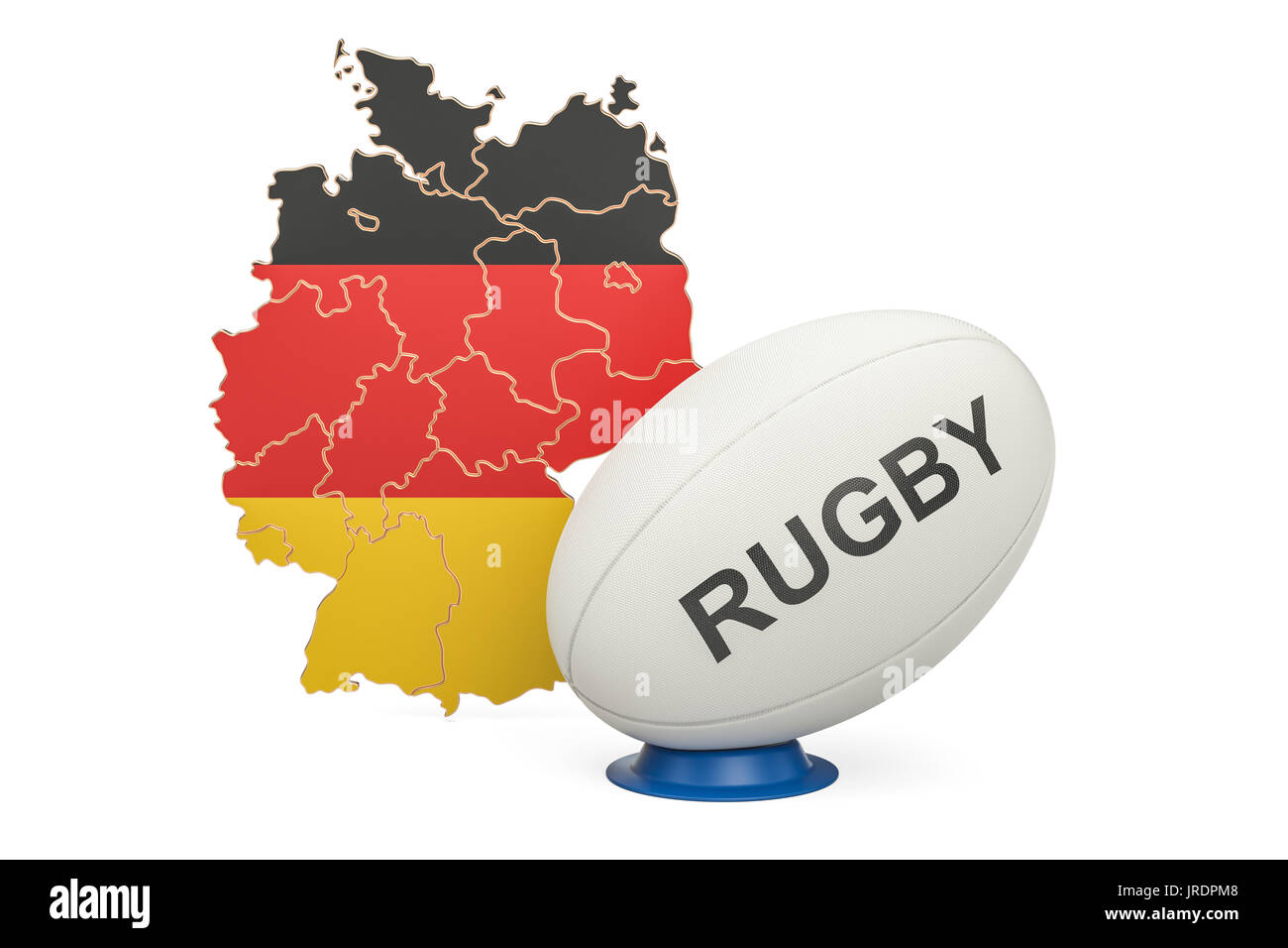 Rugby Ball with flag of Germany, 3D rendering isolated on white ...